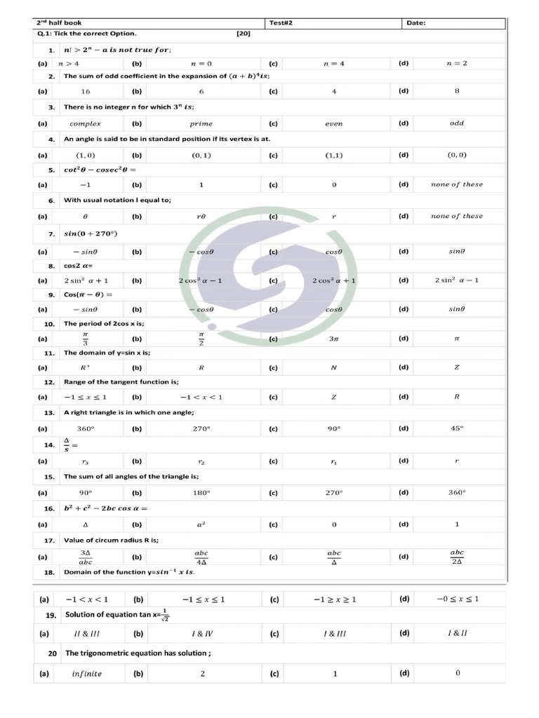 Math 2nd Half 1st Year | PDF