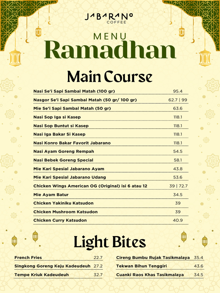 Jabarano Coffee - Menu Ramadan | PDF | Berry | Foods