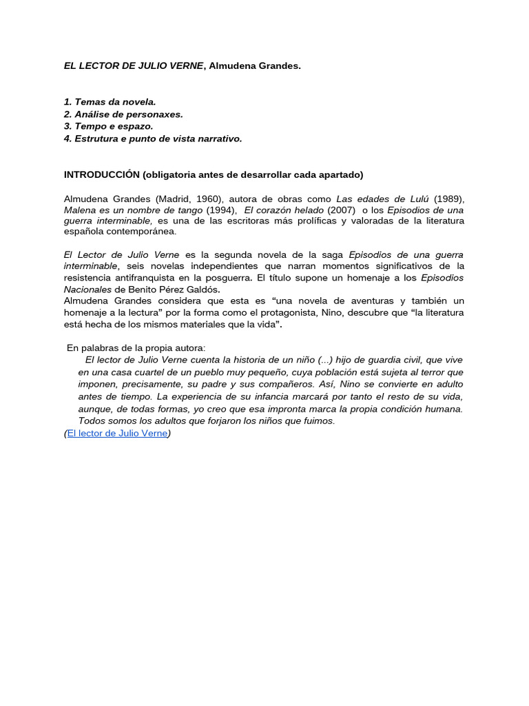 EL LECTOR DE JULIO VERNE, Almudena Grandes | PDF | Francisco franco ...