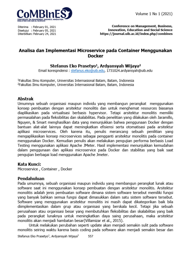 Analisa Dan Implementasi Microservice Pada Container Menggunakan Docker | PDF