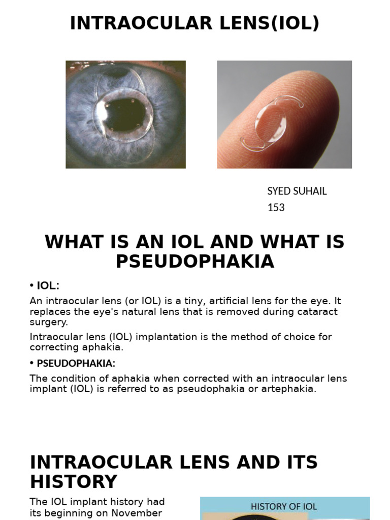 Intraocular Lens and Pseudophakia Overview | PDF | Senses | Light