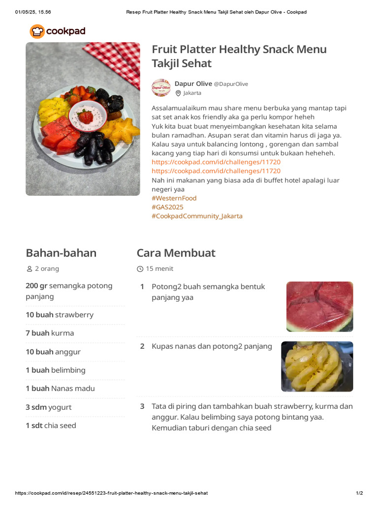 Resep Fruit Platter Sehat untuk Takjil | PDF