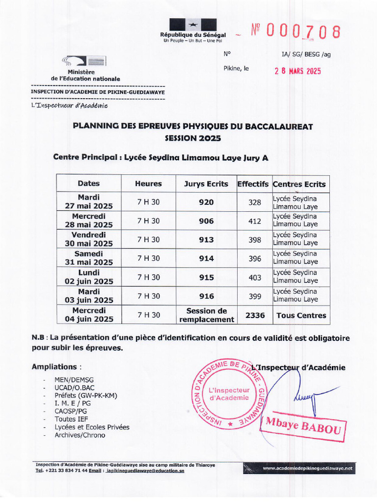 Planning EPS BAC 2025 | PDF