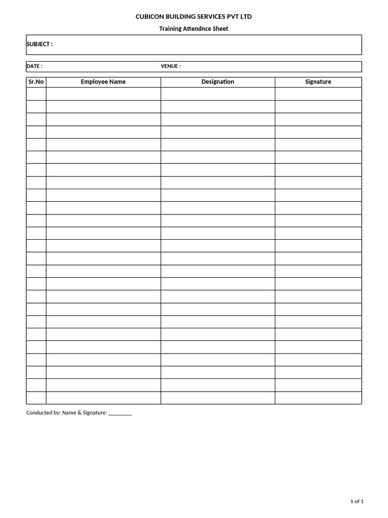 10.training Attendance Format | PDF