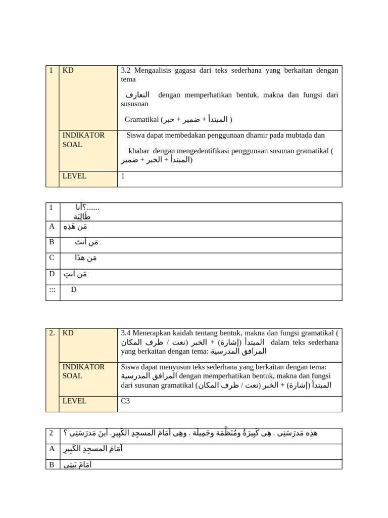soal AM Bahasa Arab 2025 | PDF