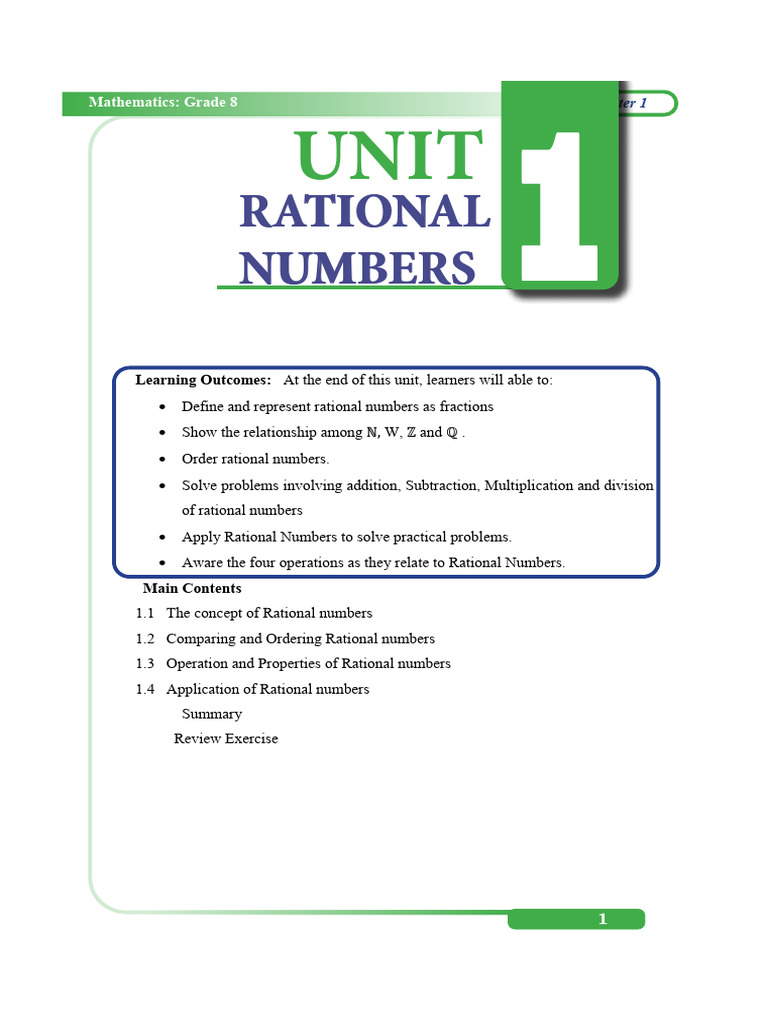 Grade 8 Mathematics PDF | PDF | Numbers | Rational Number