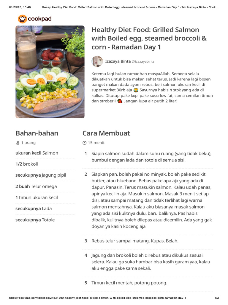 Resep Healthy Diet Food - Grilled Salmon | PDF