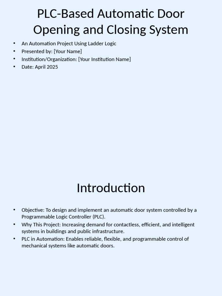 PLC Automatic Door Project Final Year | PDF | Programmable Logic Controller | Automation
