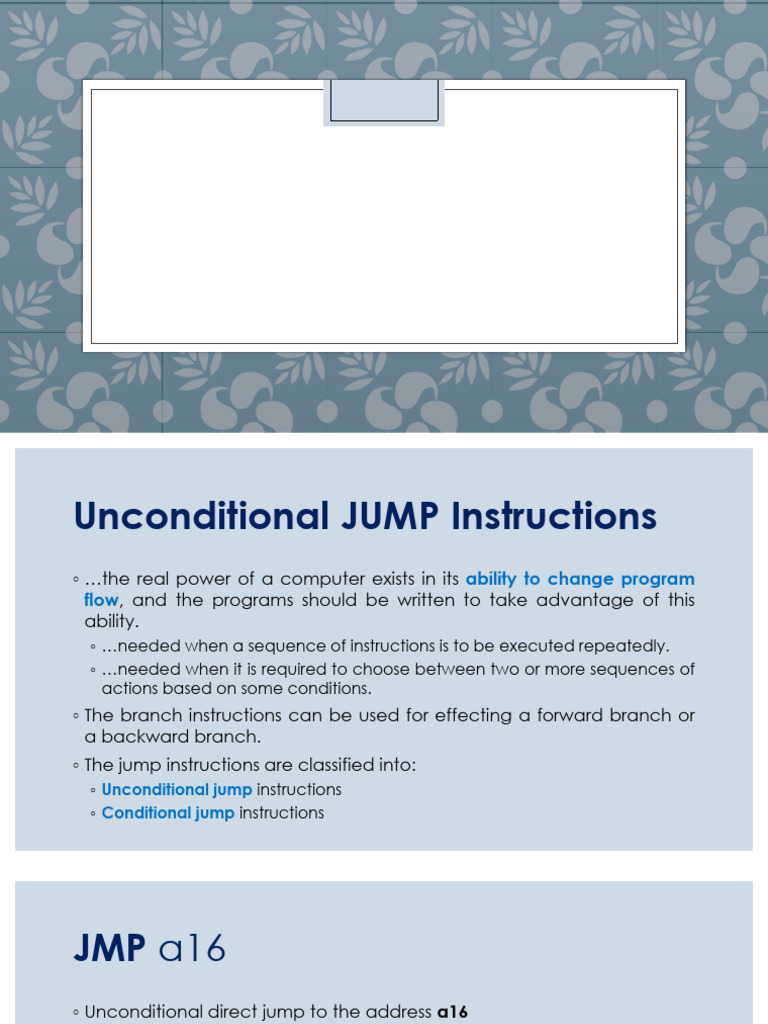 Conditional Jump Instructions in 8085 | PDF | Computing | Software ...