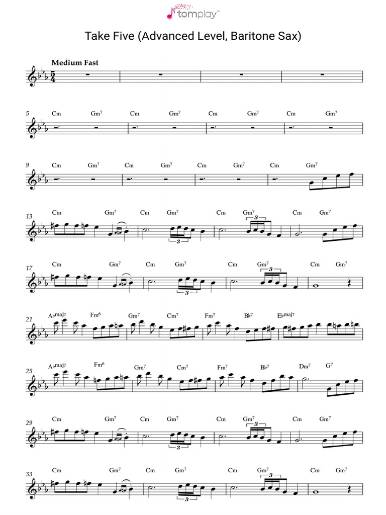 Take Five (Advanced Level, Baritone Sax) | PDF