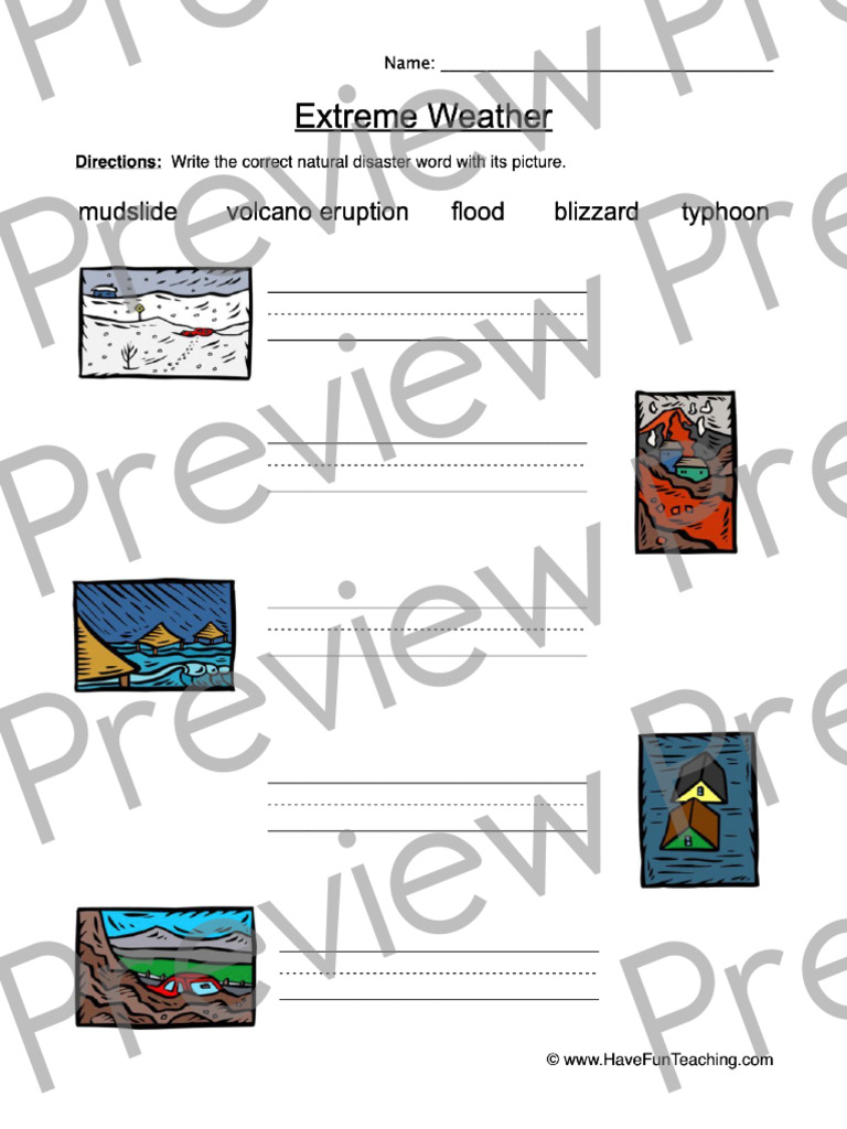 Natural Disasters Worksheet 2 Preview | PDF