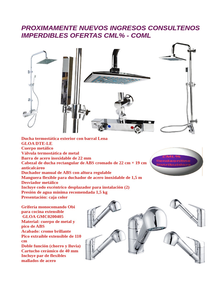 Ofertas en Grifería y Duchas GLOA | PDF