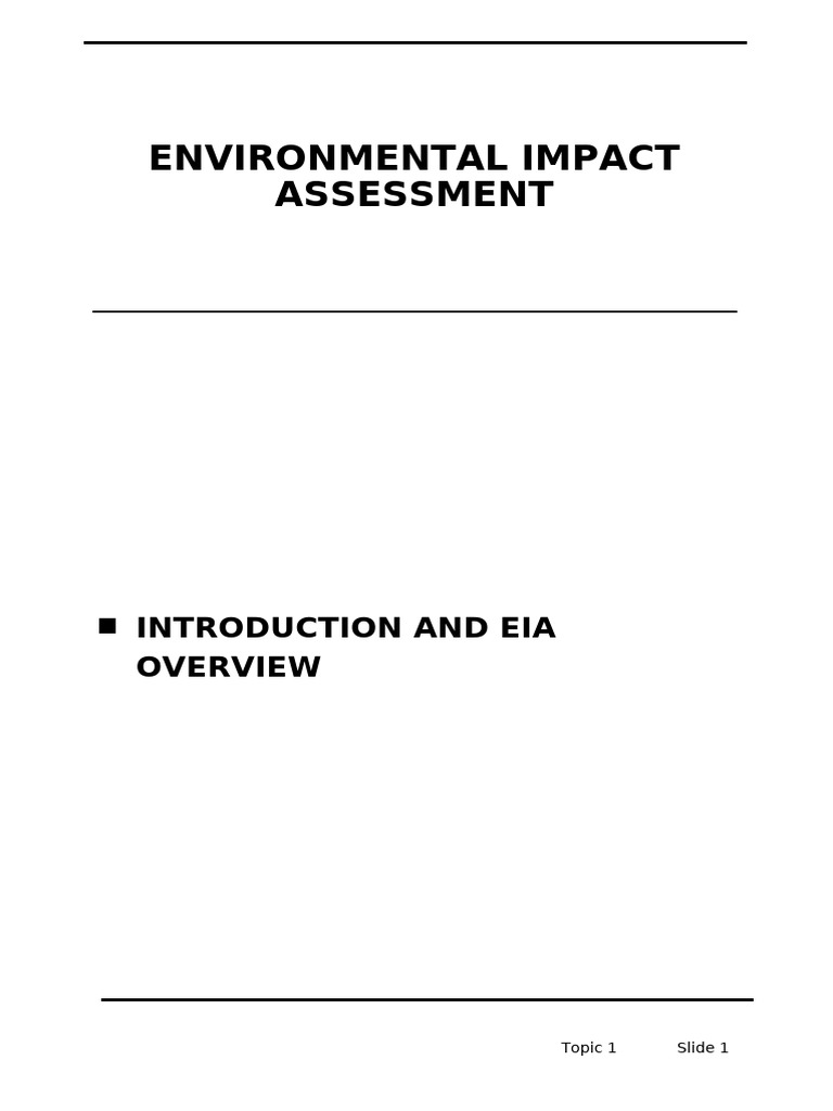 Topic 1 Introduction and EIA Overview | PDF | Environmental Impact ...