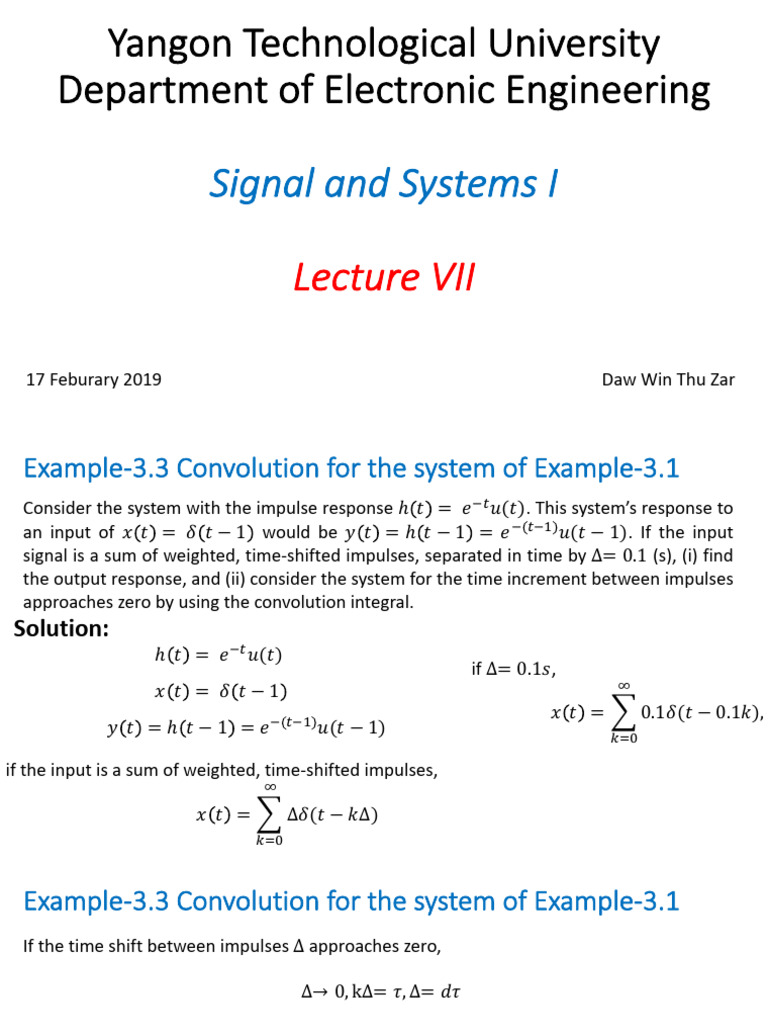 Lecture - 6 - Signal & System - 31005 - 2023jan | PDF | Convolution | Electronic Engineering