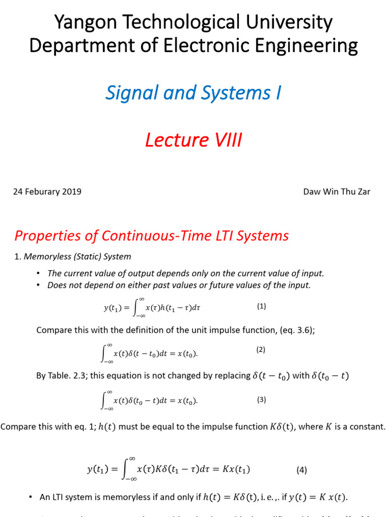Lecture - 7 - Signal & System - 31005 - 2023feb | PDF | Equations ...