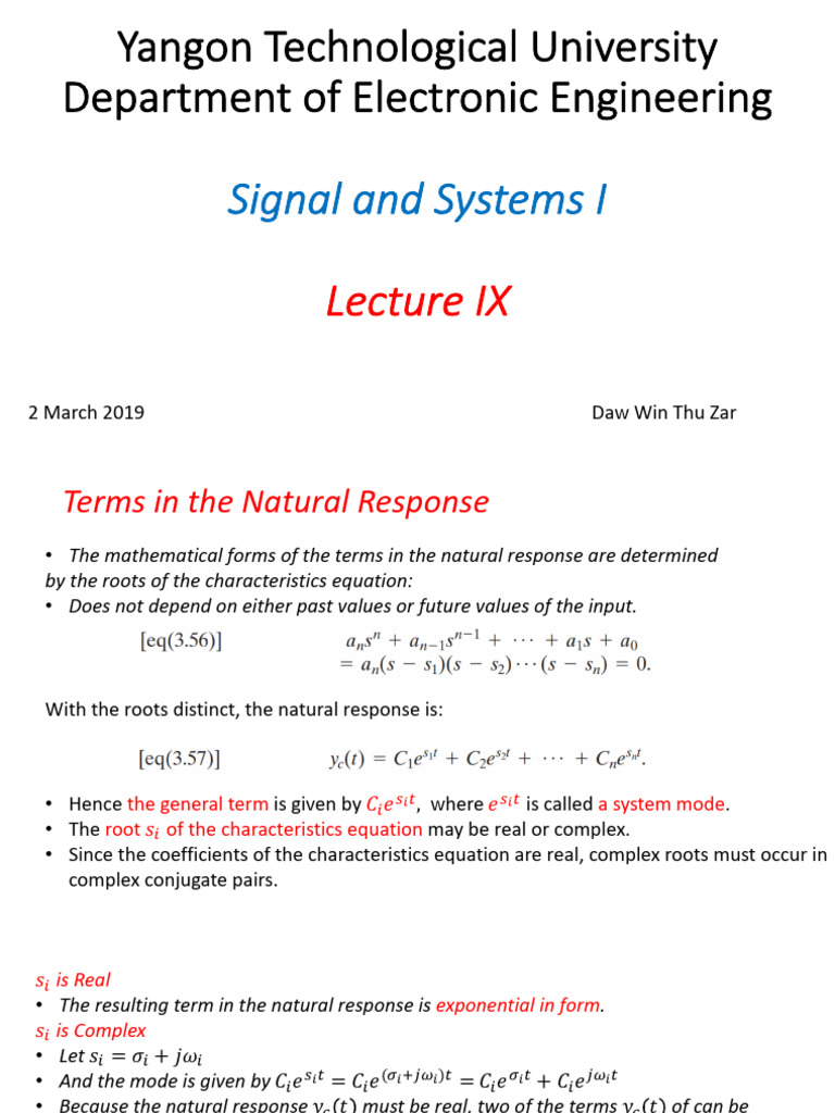 Lecture - 8 - Signal & System - 31005 - 2023feb | PDF | Damping ...
