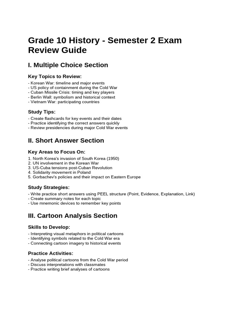 Grade 10 History Exam Review Guide | PDF
