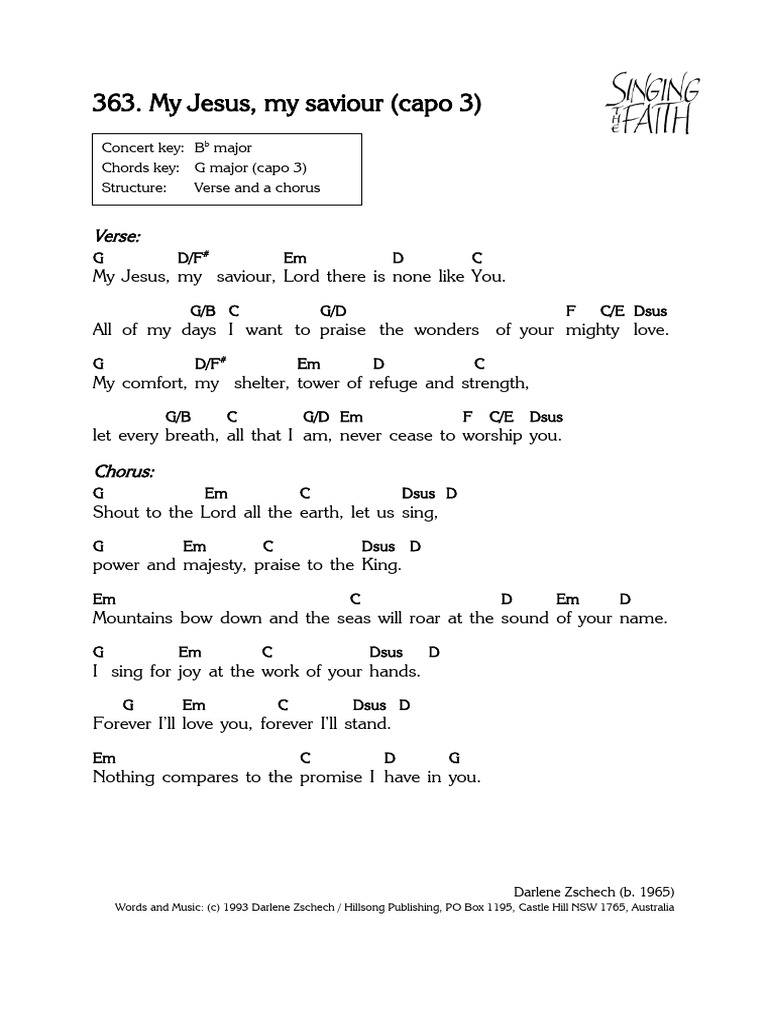 My Jesus, My Saviour Chords & Lyrics | PDF
