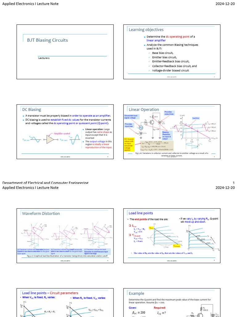 BJT Biasing Methods | PDF | Bipolar Junction Transistor | Electromagnetism