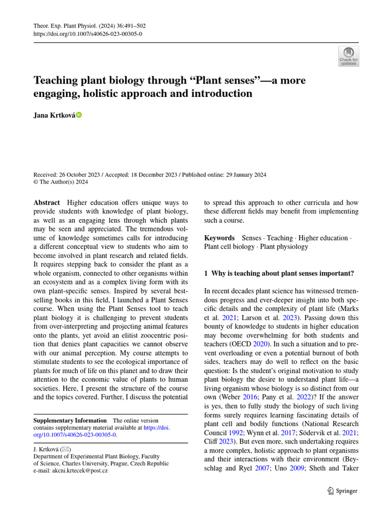 Teaching Plant Biology Through "Plant Senses" | PDF | Root | Botany