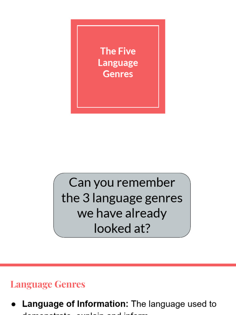 Understanding Language Genres and Narration | PDF | Narration | Aesthetics