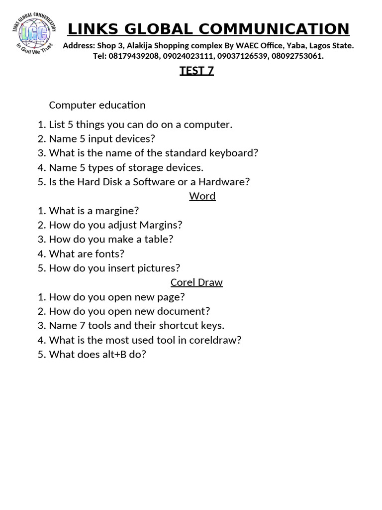 Links Global Communication Test 7 | PDF
