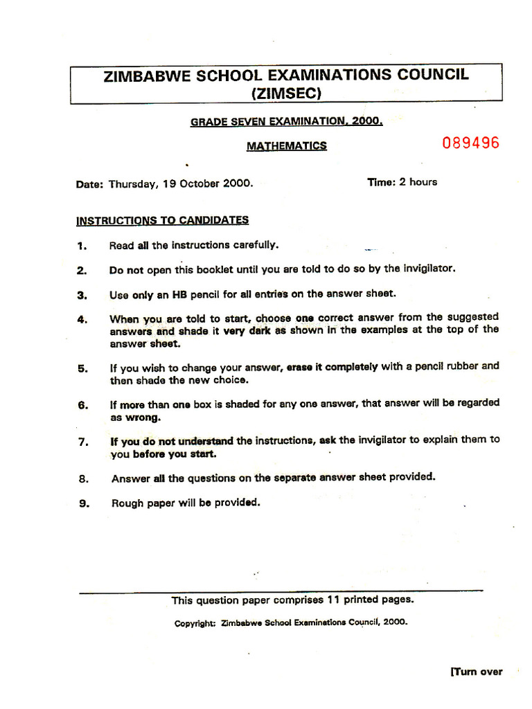 Zimsec Past Exam Papers 2001-2016-1 | PDF