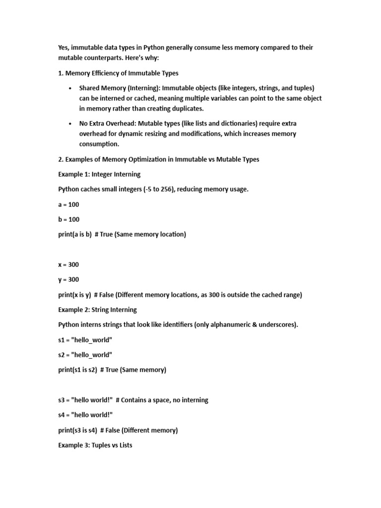 do immutable datatypes consumes less memory | PDF | String (Computer Science) | Programming ...