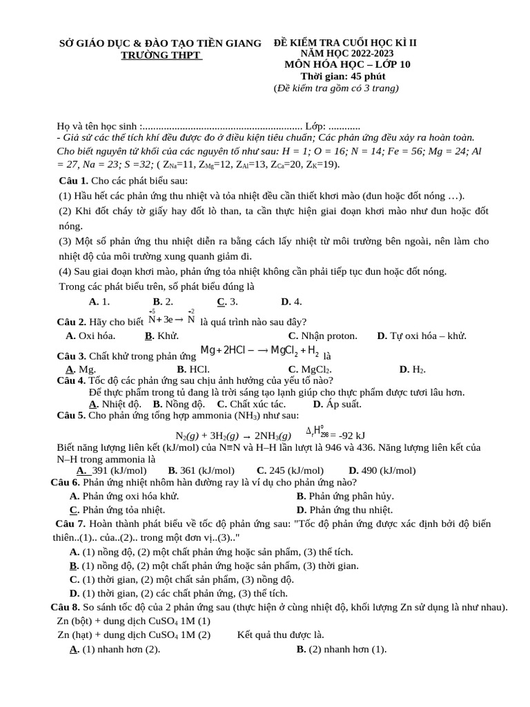 22-23 HÓA HK2 - TIENGIANG-phamngochoanghan09@Gmail - Com - Pham Ngoc Hoang Han | PDF