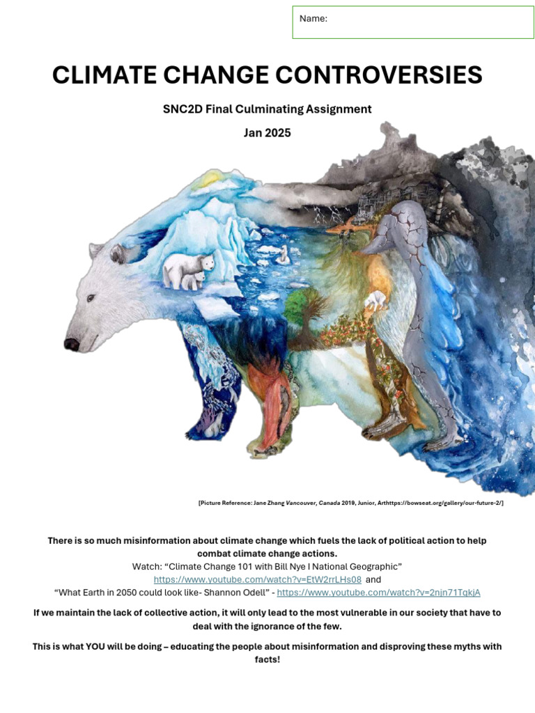 SNC2D Final Culminating - Climate Change Controversies | PDF | Climate ...