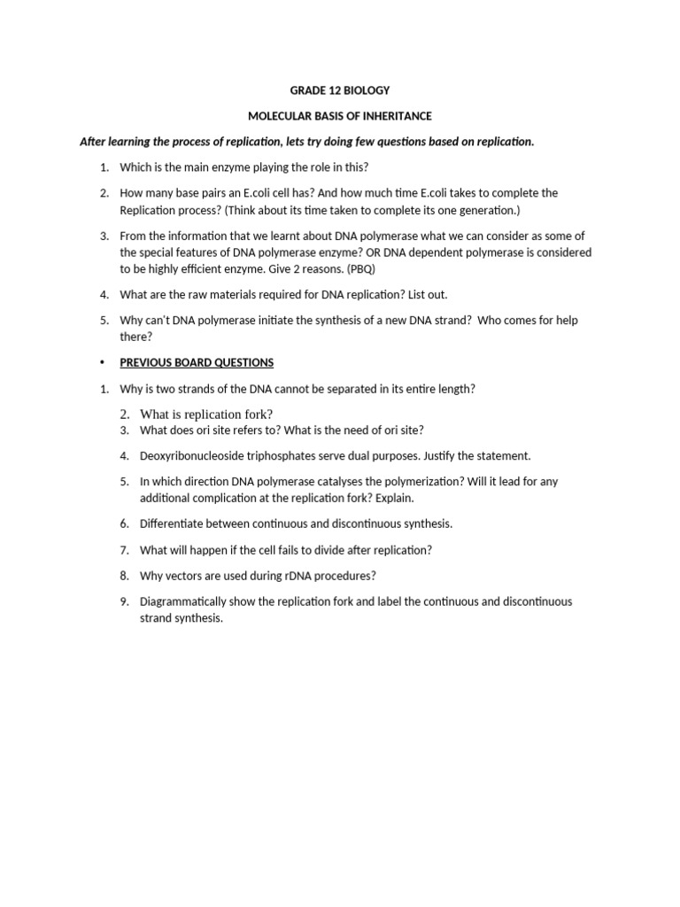 Replication Questions Activity | PDF