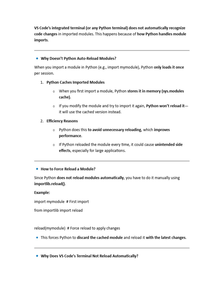 Why Doesn't Python Auto-Reload Modules | PDF