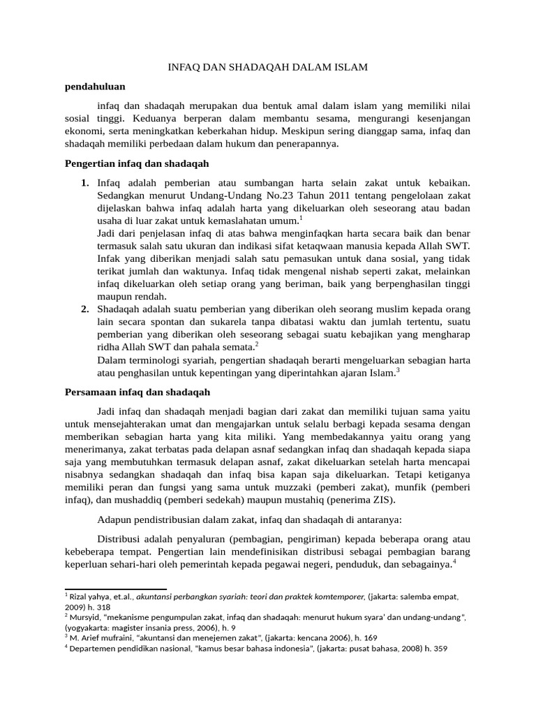 Perbedaan Infaq dan Shadaqah dalam Islam | PDF