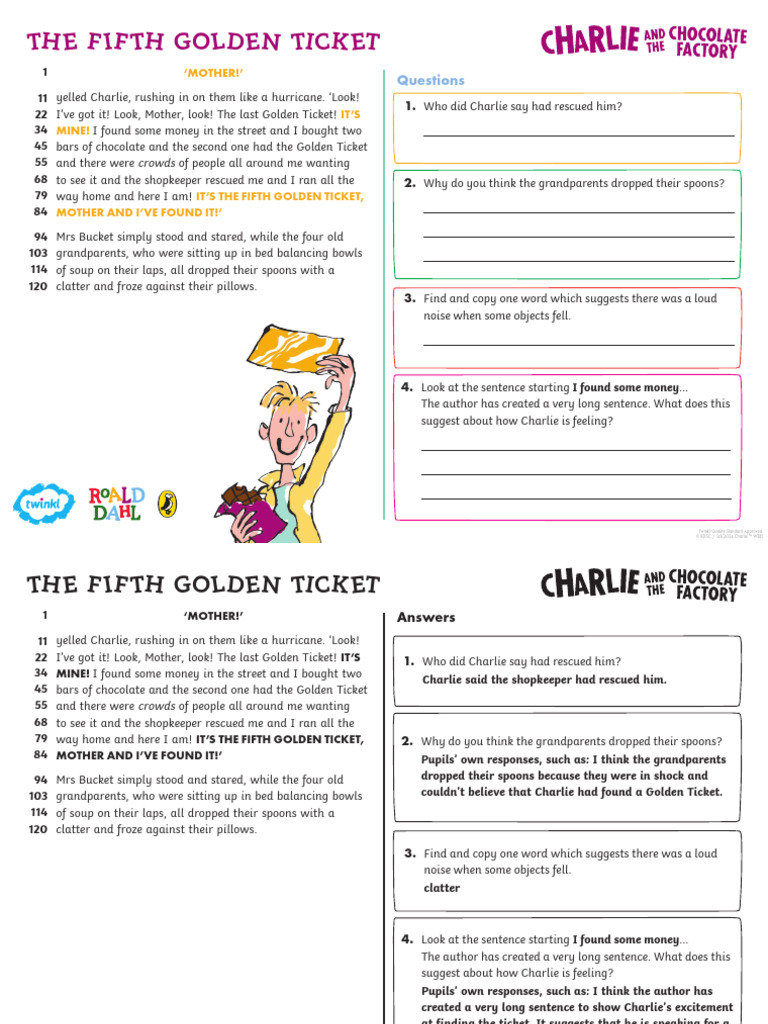 Charlie and The Chocolate Factory - Text 1 The Fifth Golden Ticket | PDF
