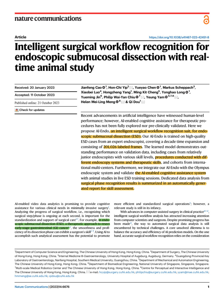 [2023 Nature Comm] Intelligent Surgical Workflow Recognition for ...