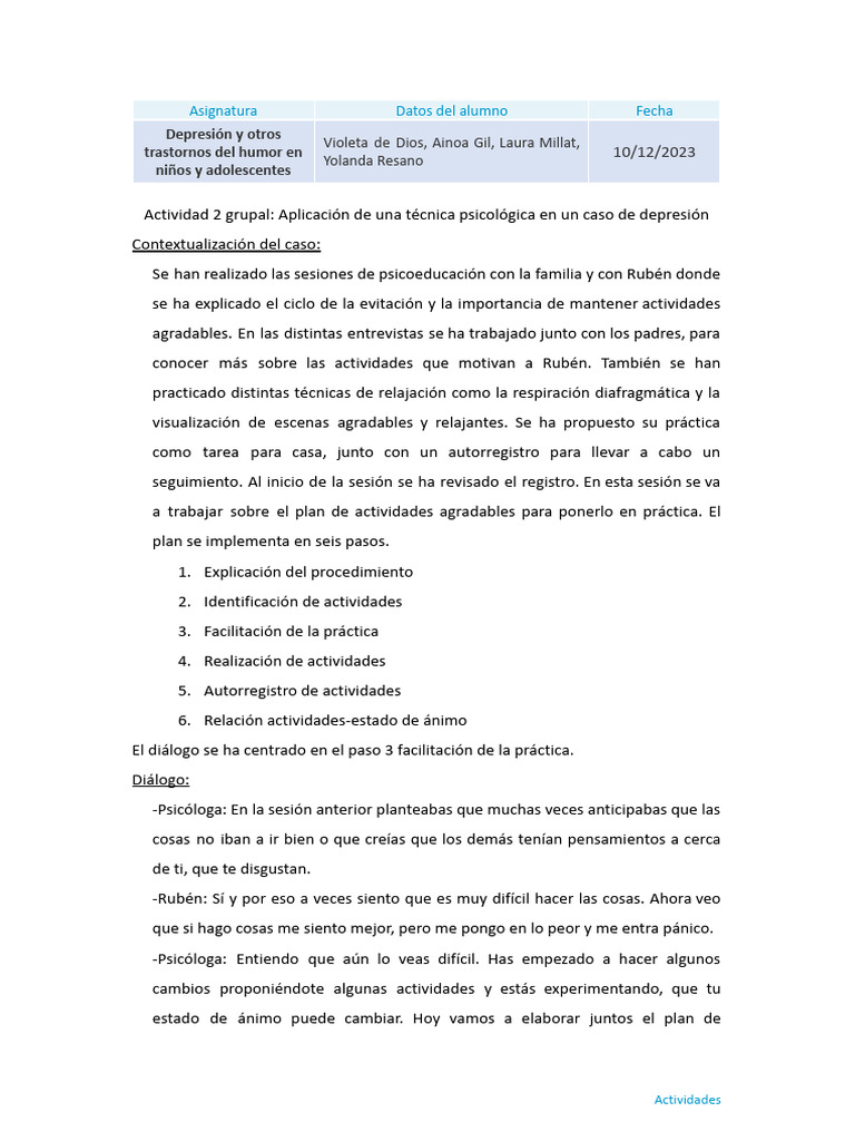 Actividad 2 grupal. | PDF | Depresión (estado de ánimo) | Las emociones