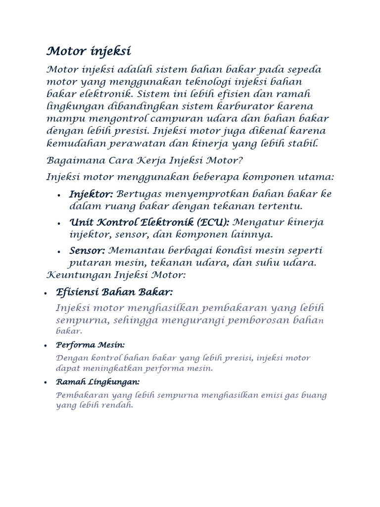 Artikel Sejarah Motor Injeksi | PDF
