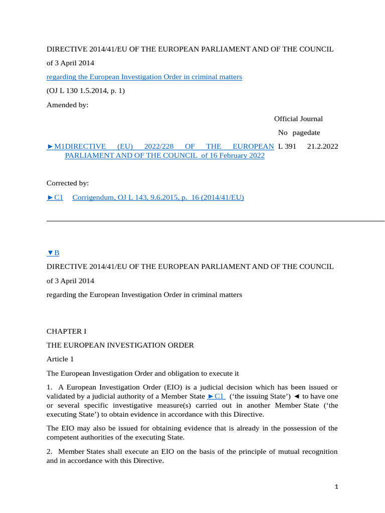 EU European Investigation Order (2023 Version) | PDF | Justice | Crime ...