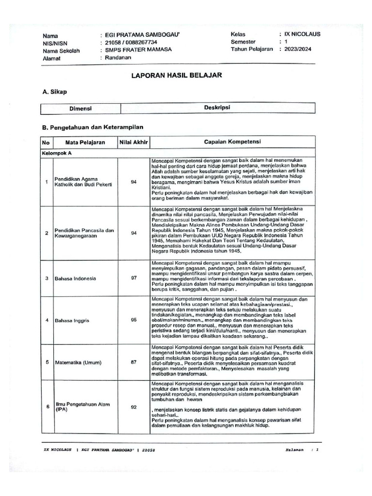 Rapor Semester I-V - 5 - Compressed | PDF