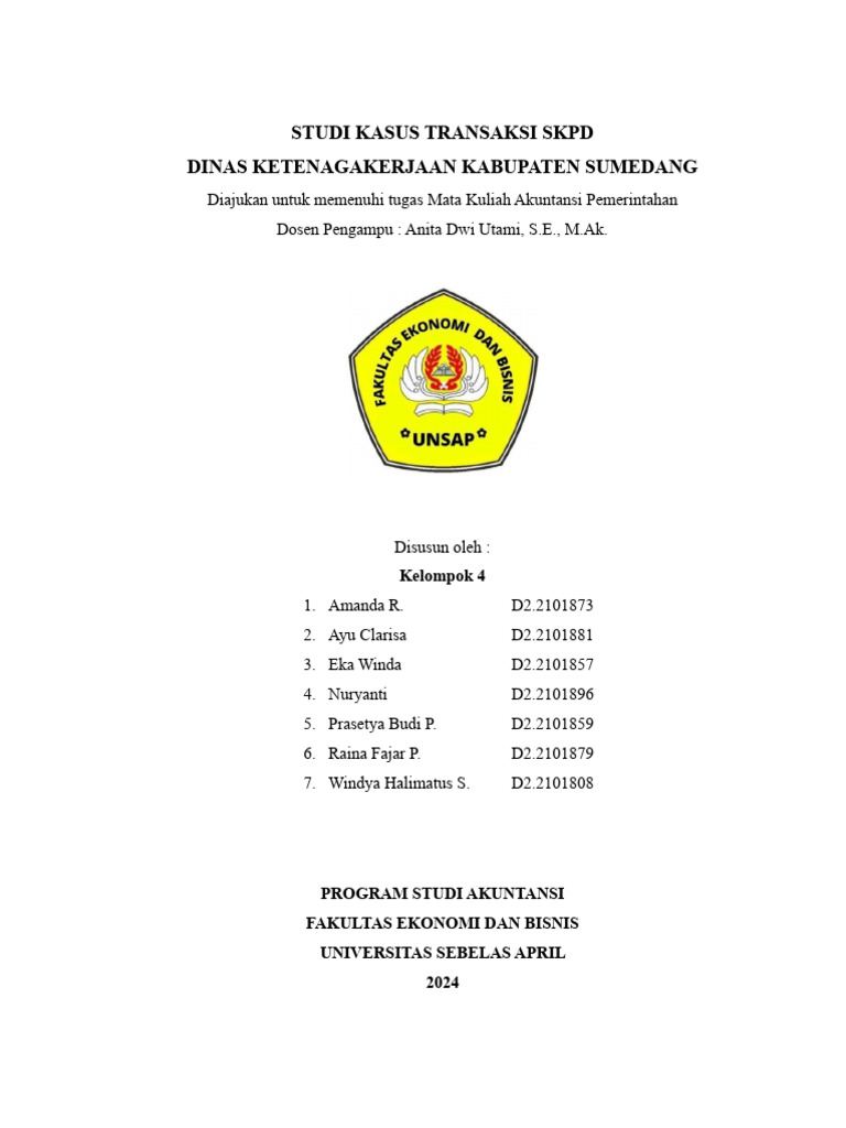 Contoh Transaksi SKPD Dinas Ketenagakerjaan | PDF