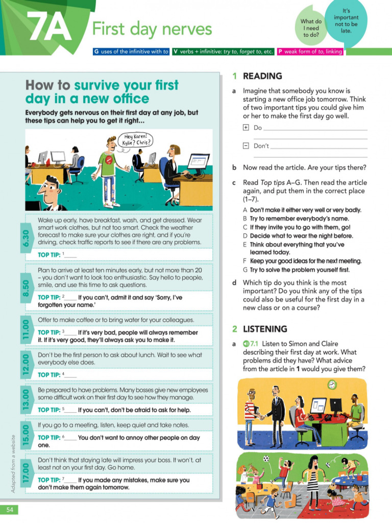 Unit 7-First Day Nerves | PDF