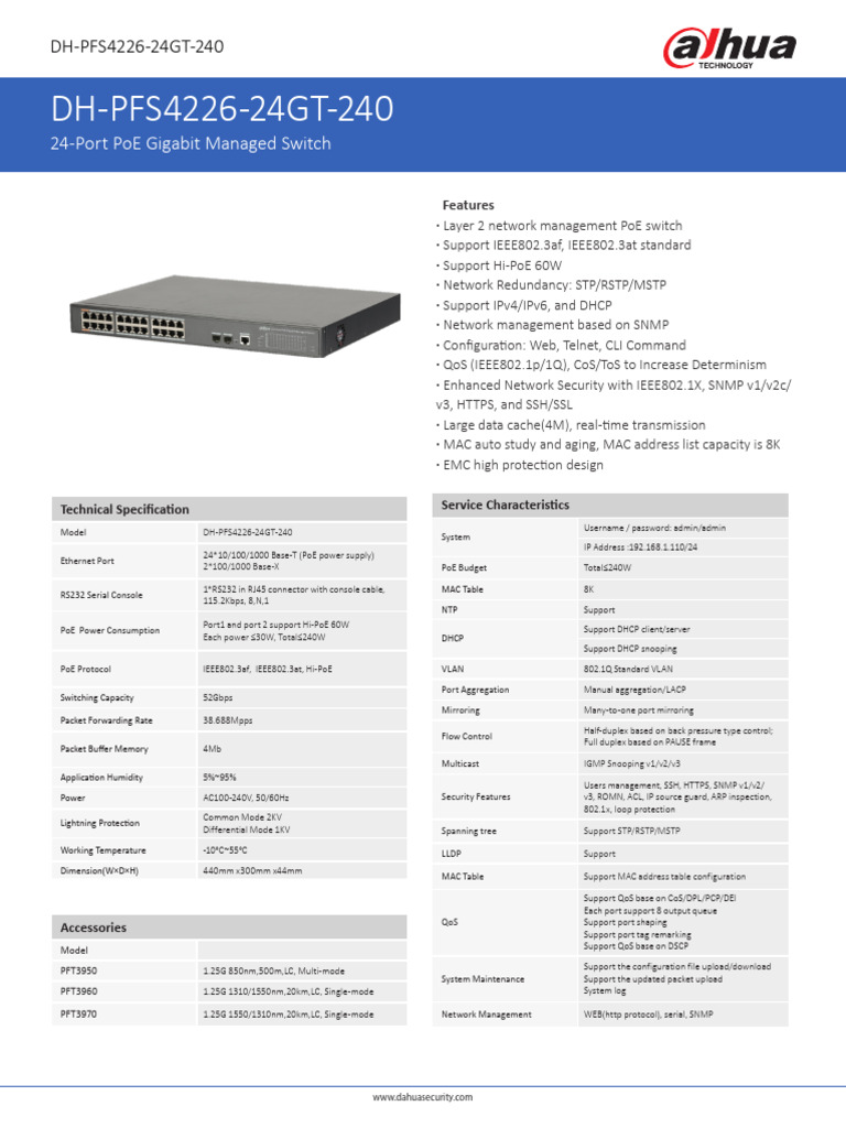 24-Port PoE Managed Switch Overview | PDF | Network Switch | Computer ...