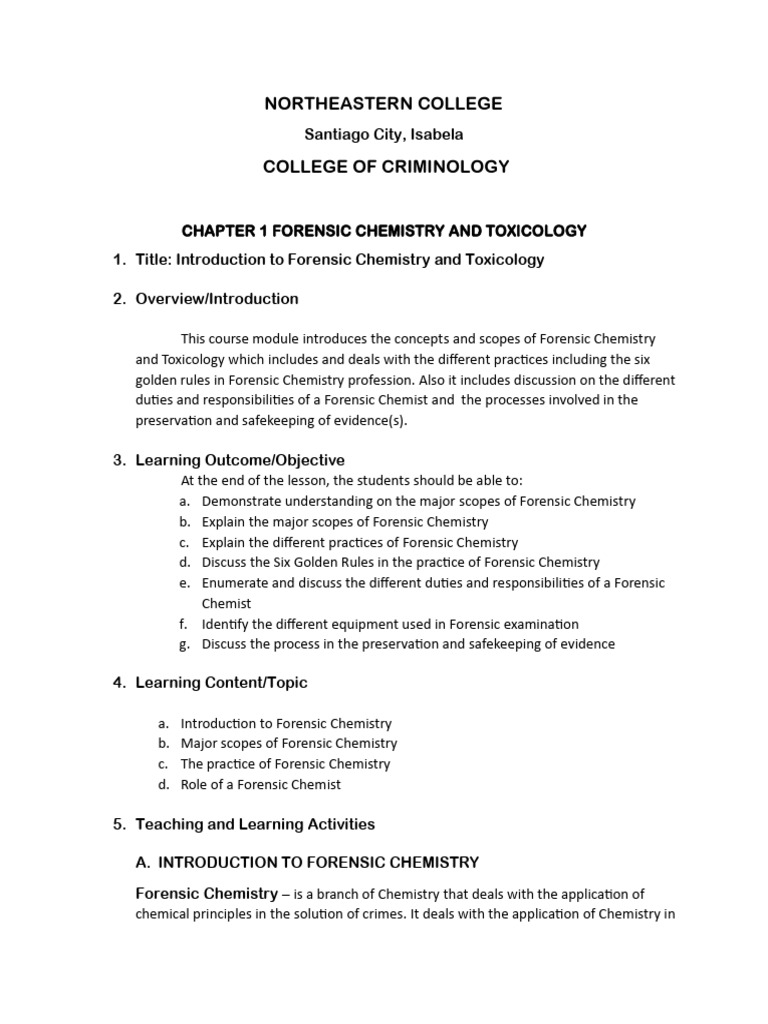 Forensic Chemistry Chapter 1 | PDF | Forensic Science | Scanning ...