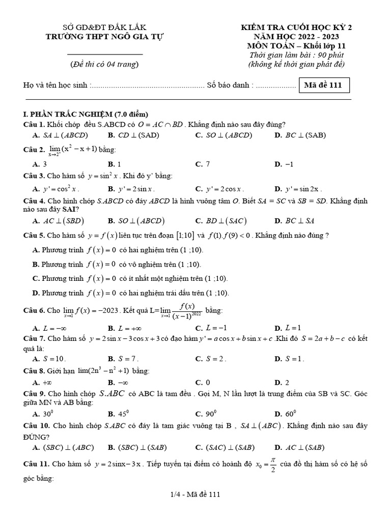 de-cuoi-hoc-ky-2-toan-11-nam-2022-2023-truong-thpt-ngo-gia-tu-dak-lak-trang-1 | PDF