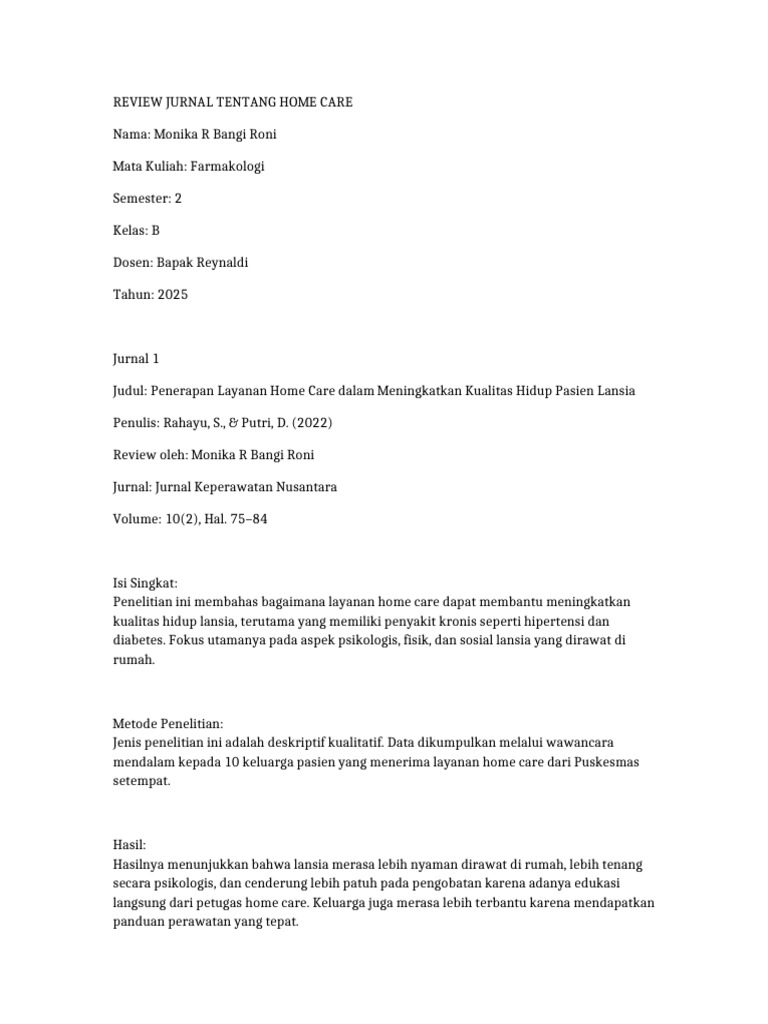 Review Jurnal Home Care - Monika R Bangi Roni (2) | PDF