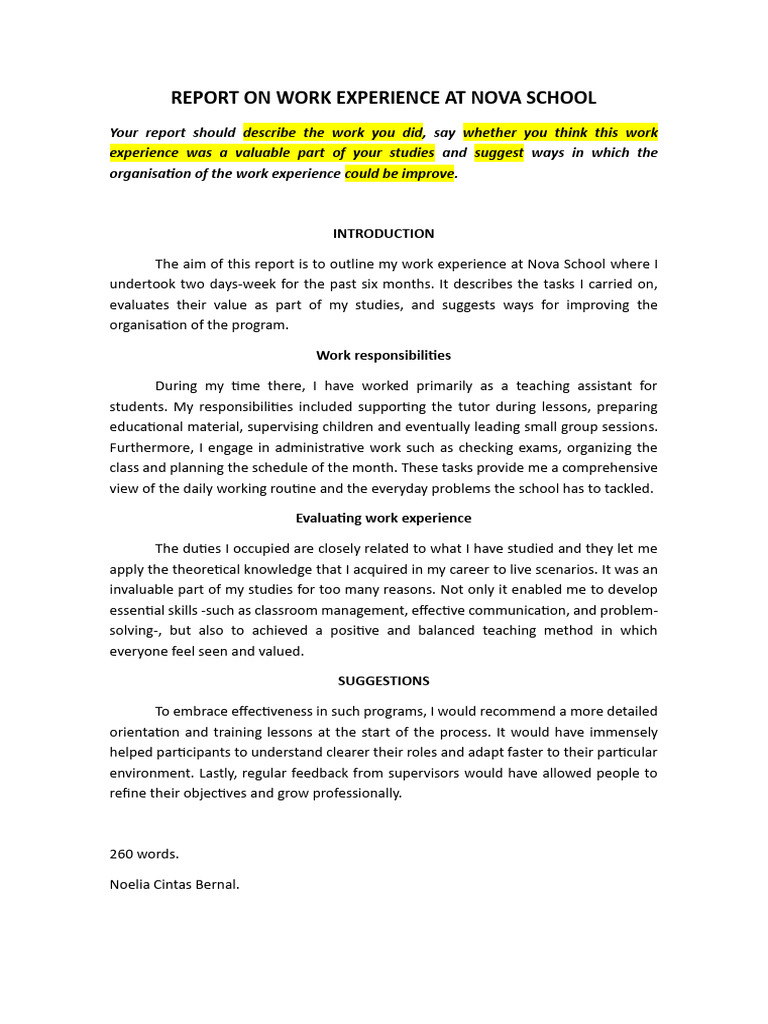 Report On Working Experience | PDF