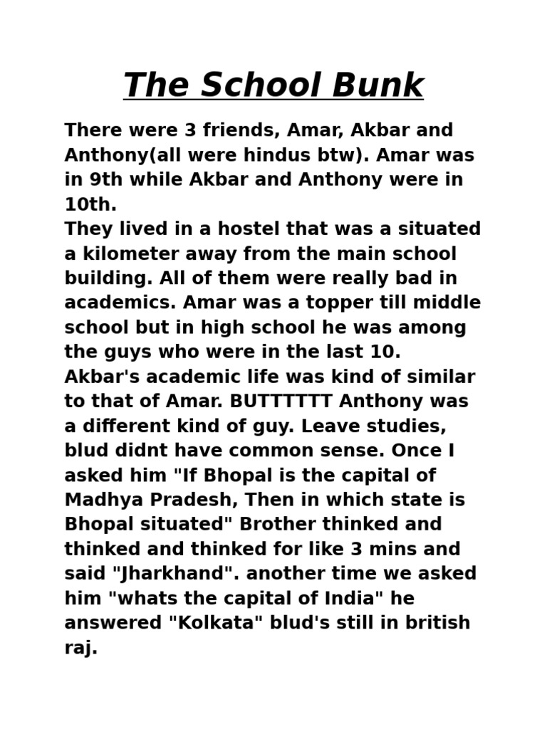 The School Bunk DRAFT 1 PART 1 | PDF