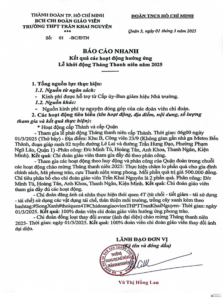 CDGV Trần Khai Nguyên-Baocao | PDF