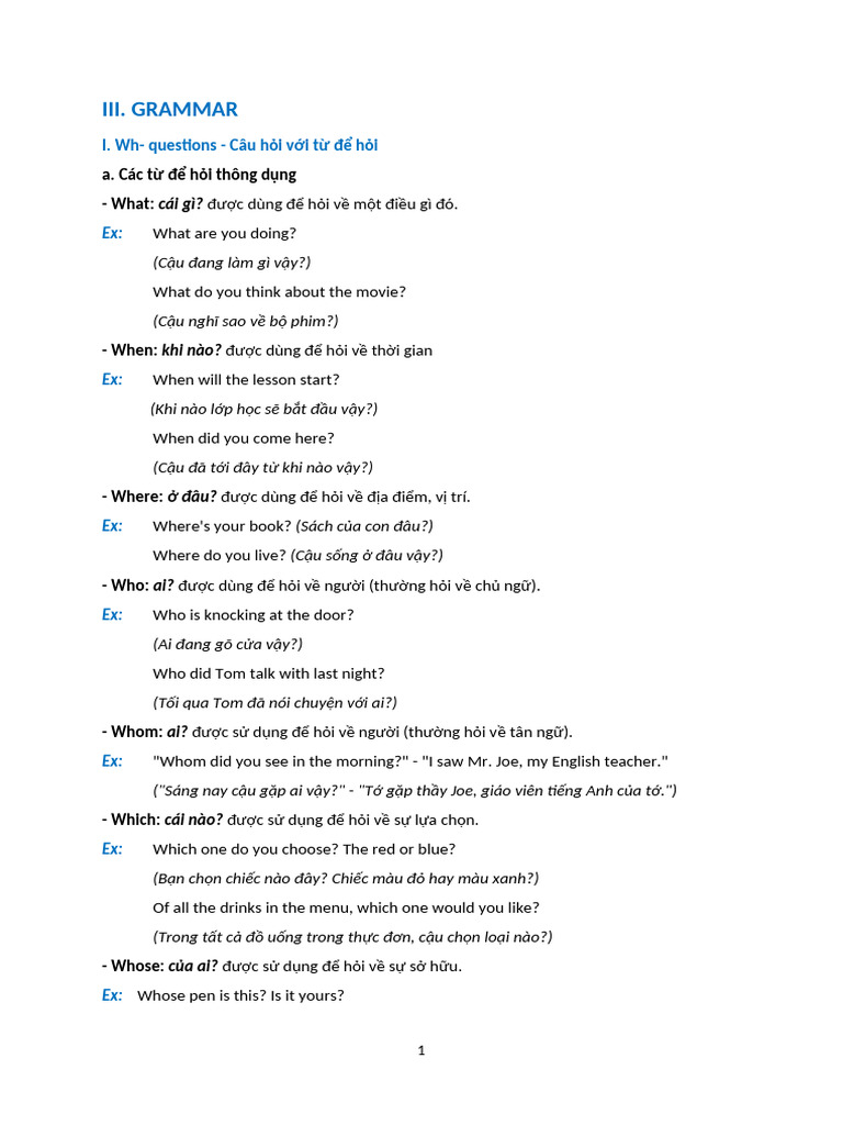 Wh-Question Grade 6 | PDF