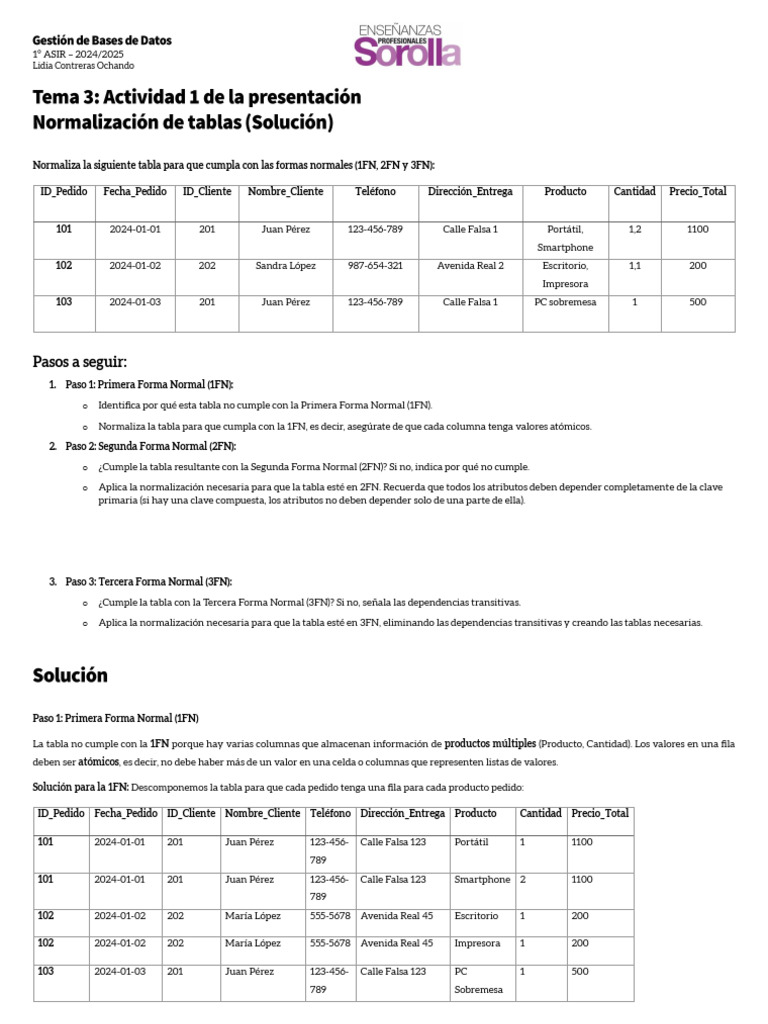 t3 A1presentacion Normalizacion | PDF | Informática | Gestión de ...